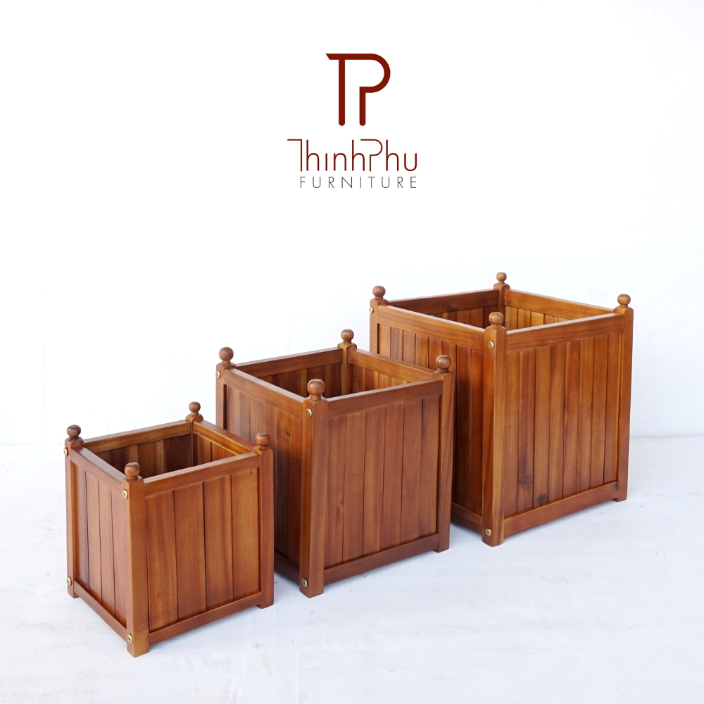Square acacia planter TPFB-03 – THINH PHU FURNITURE