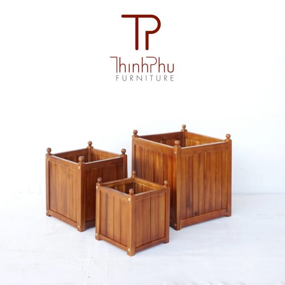 Square acacia planter TPFB-03 – THINH PHU FURNITURE